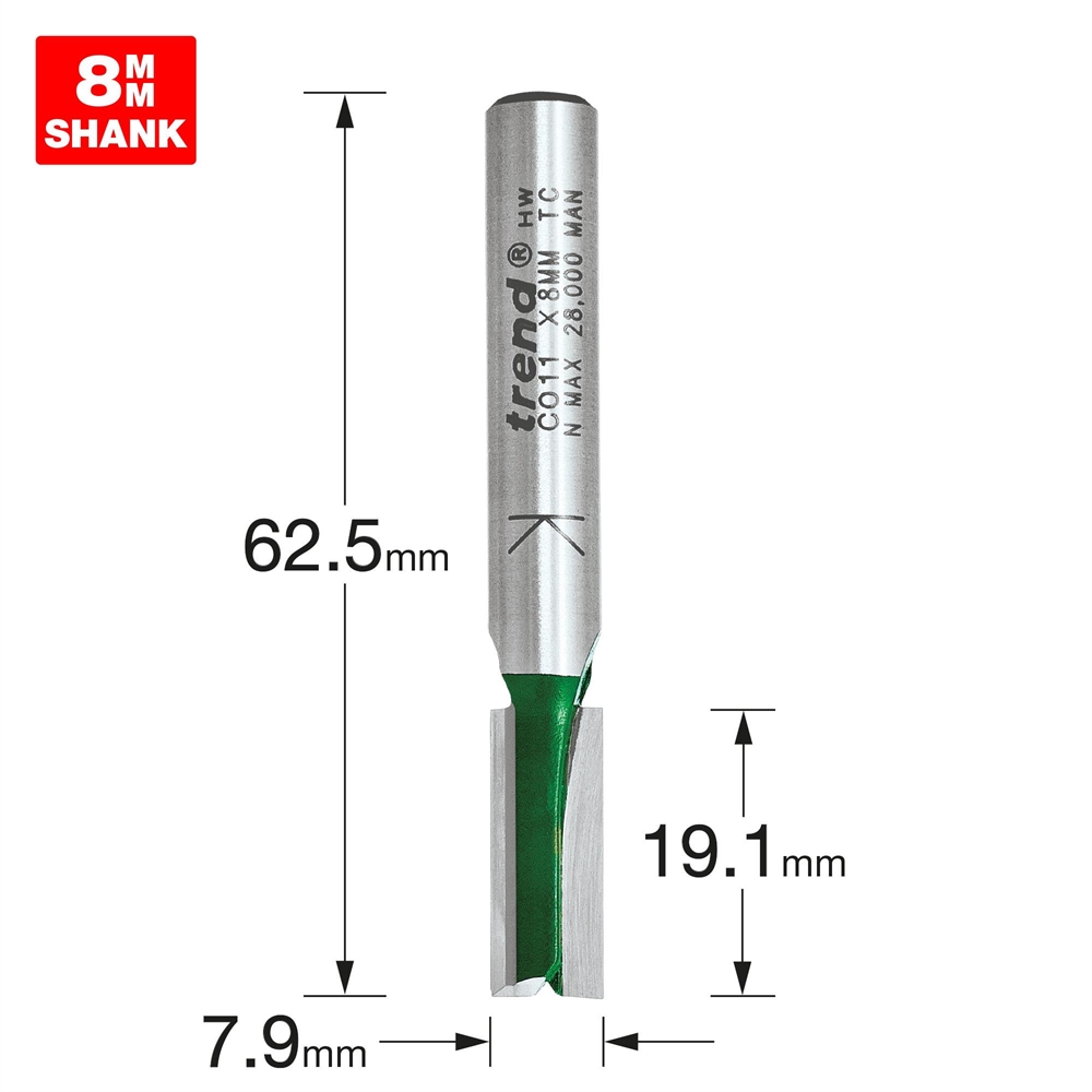 C011X8MMTC - Two Flute Cutter 7.9mm diameter - Trend Products Online