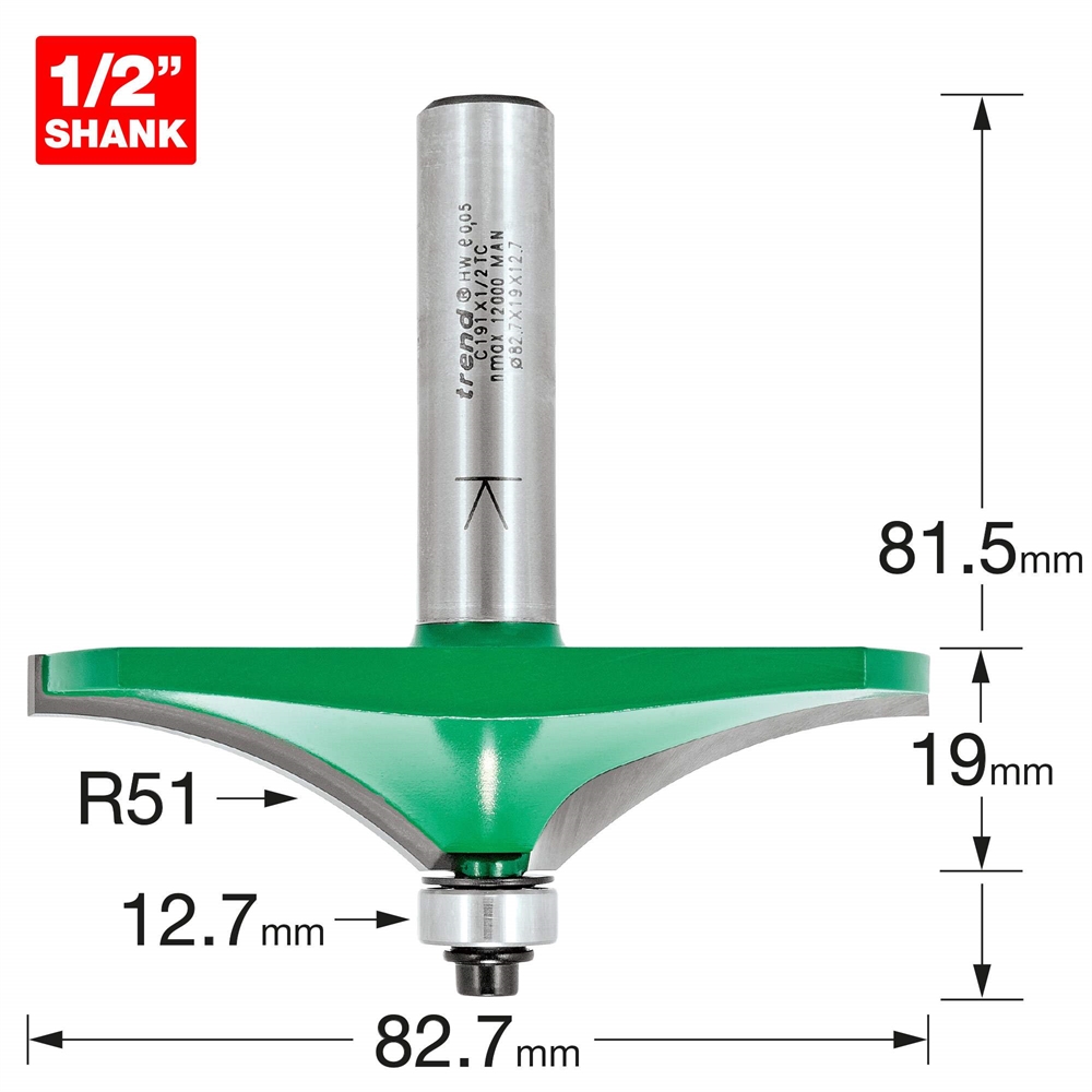 C191X1/2TC - Bearing guided hand rail 51mm radius - Trend Products Online