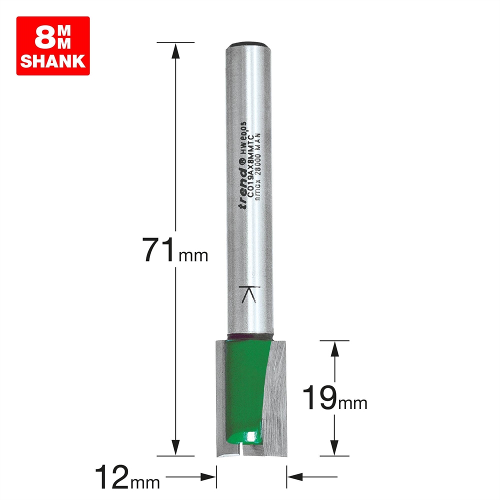 C019AX8MMTC - Two Flute Cutter 12mm diameter - Trend Products Online