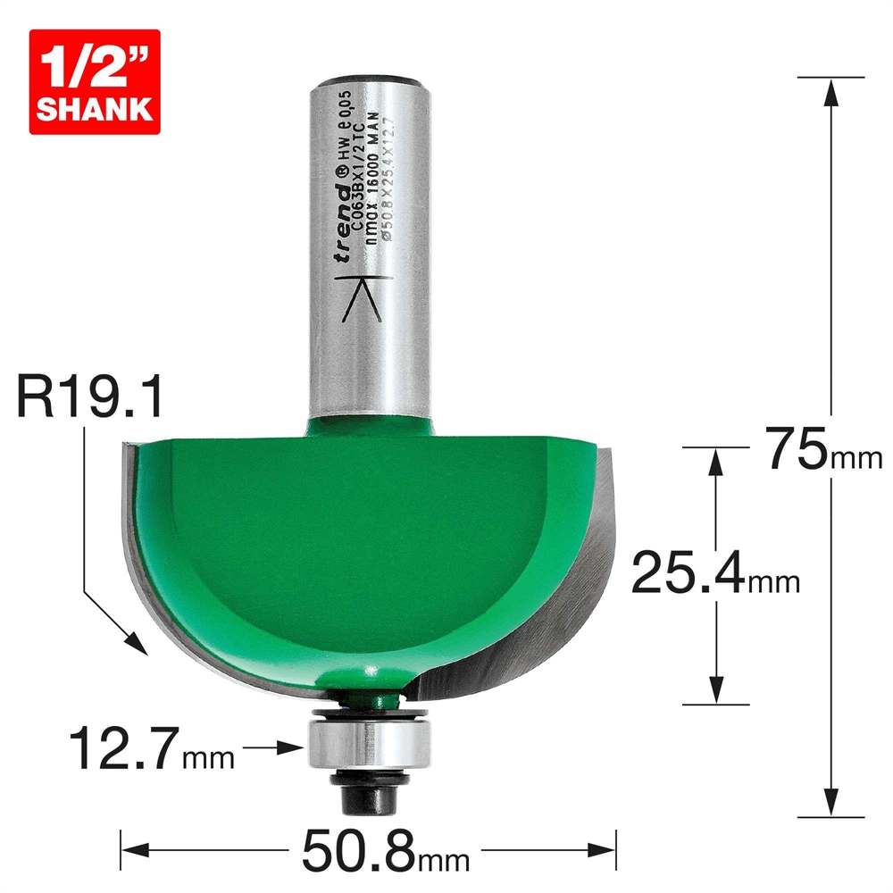 C063BX1/2TC - Self guided radius 19.1mm - Trend Products Online
