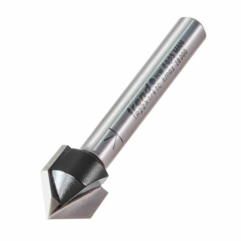 TR22X1/4TC - Chamfer V groove cutter angle=45 degrees - Trend Products ...